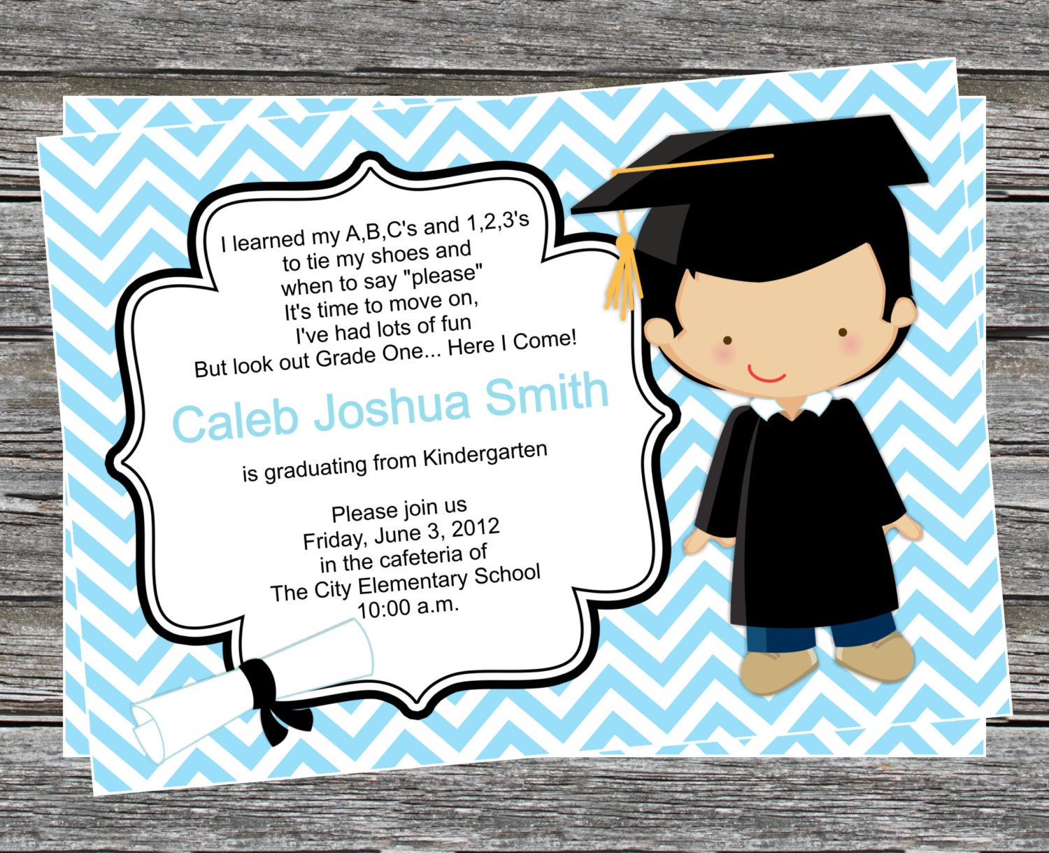 DIY Boy Pre K Or Kindergarten Graduation Invitation
