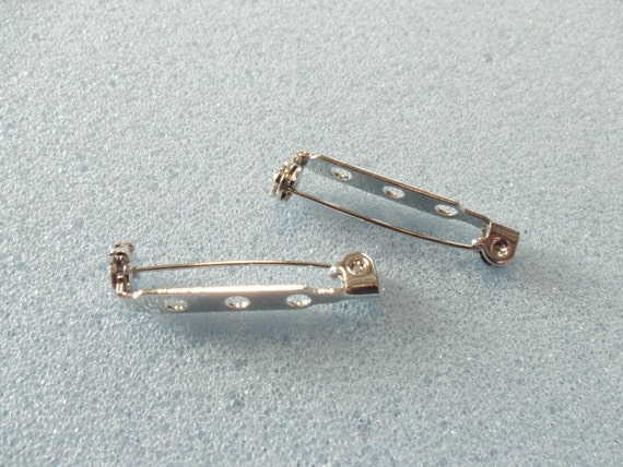 10 brooch pins with roll safety clasp 25mm silver plated