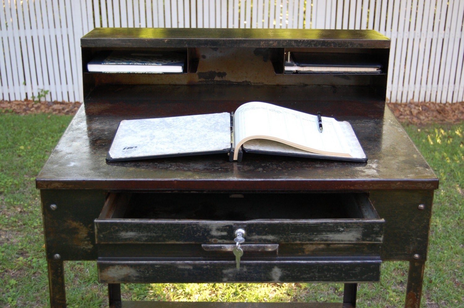 Vintage Industrial Metal Shop Desk Restaurant Hostess Desk