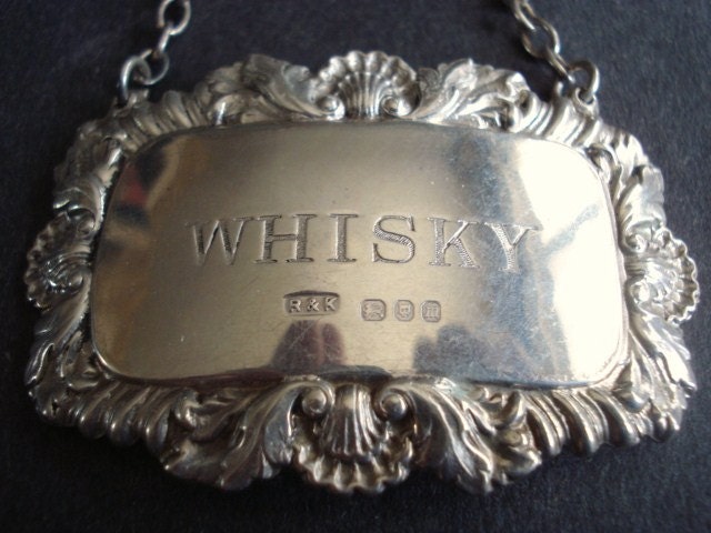 Special Sterling Silver Bottle Label Liquor WHISKY Hallmarks England ...