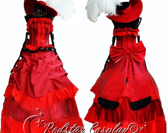 Black Butler MADAME ROUGE red dinner party dress Cosplay Costume ...