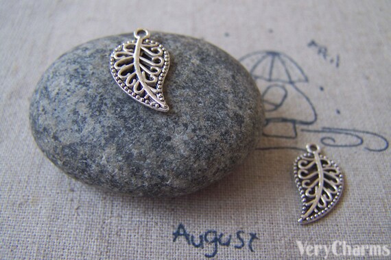 20 pcs of Antique Silver Filigree Leaf Charms 10x16mm A4162