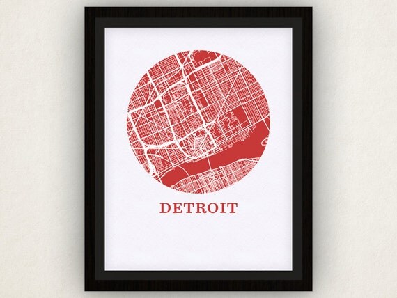 Detroit Map Print City Map Poster by OMaps on Etsy