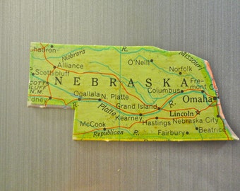 Nebraska State Map Magnet - Vintage Puzzle Piece