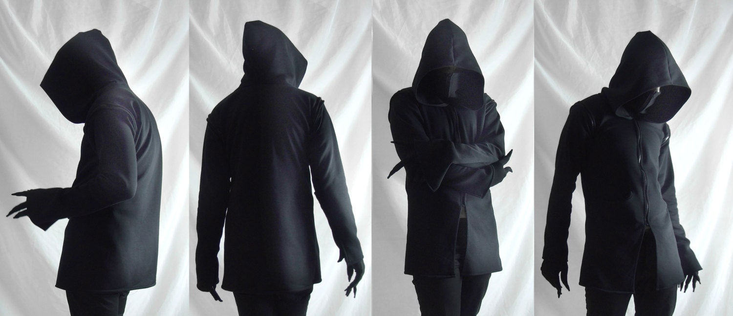 Shadow Hoodie mens dark black mask hoodie jacket ninja