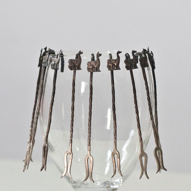 Vintage Cocktail Forks Set, Flatware Silverware, Tiny Metal Forks ...