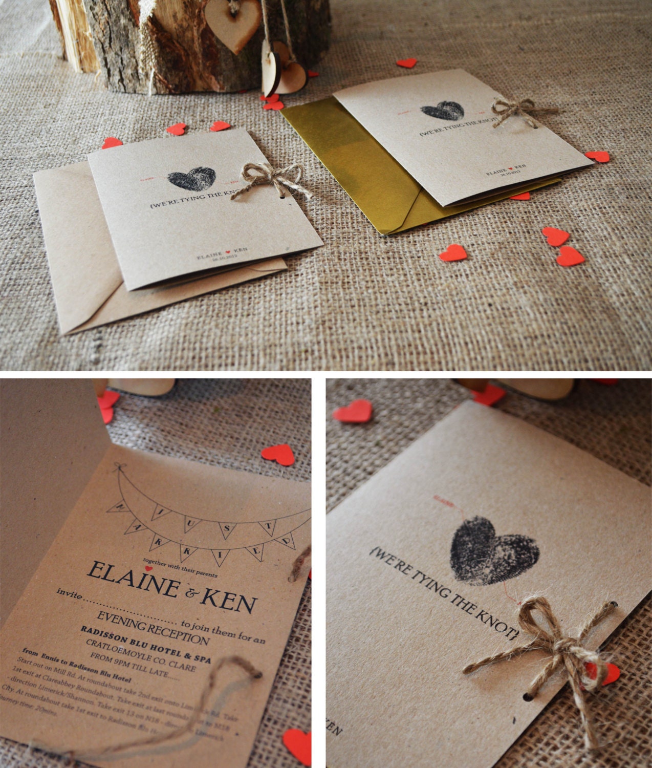 10 Kraft Wedding Evening Invitation / Rustic Wedding Evening Invitation ...