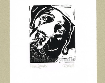 Dog linoprint | Etsy