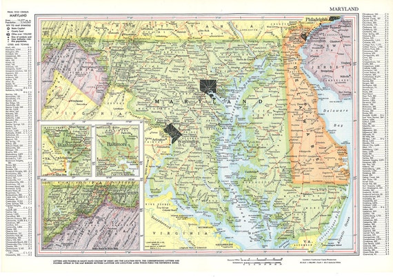 old map of Maryland from 1950 a vintage printable digital