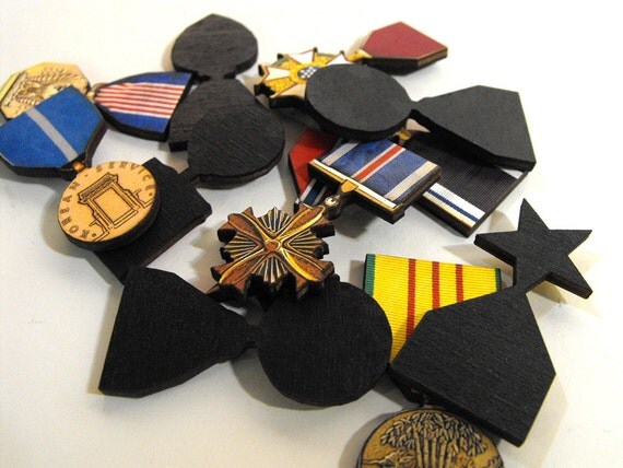 Wooden USA Military Medals Collection of 12 Different Wood