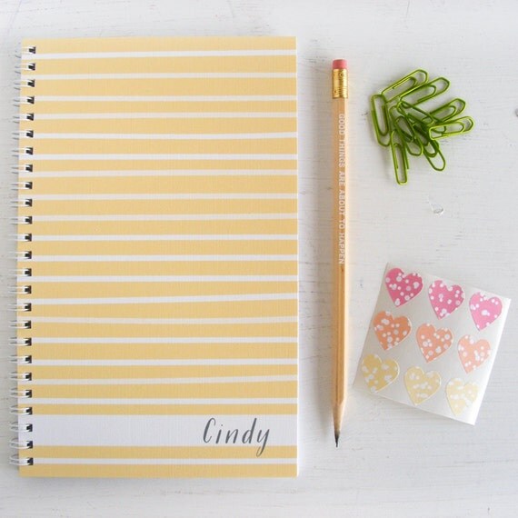 Items similar to watercolor stripes personalized notebook - choose your ...