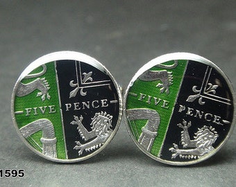 23mm UK British coin cufflinks enamel shilling English by wowcoin