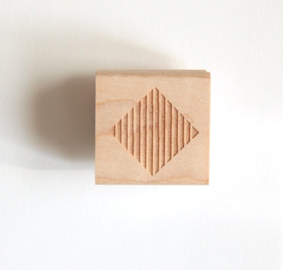 Striped Diamond Rubber Stamp Wood Mounted 1 by HunterandCoDesigns