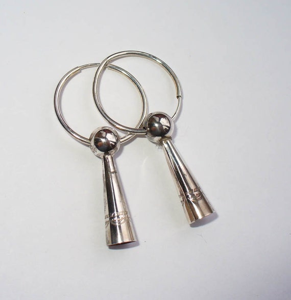 Sterling Silver Ball and Cone Earrings 18th Century Native