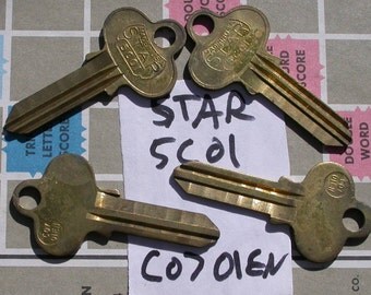 4 vintage Star uncut C07 01EN key blanks, old keys