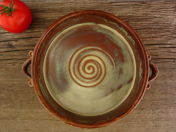 Round Baking Dish Ceramic Bakeware Wedding Gift Golden