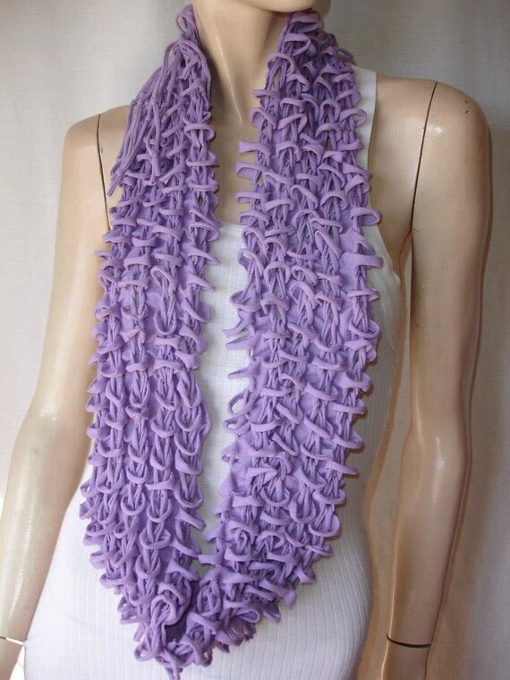 Items similar to tshirt scarf. womens or mens shredded braided nubby ...