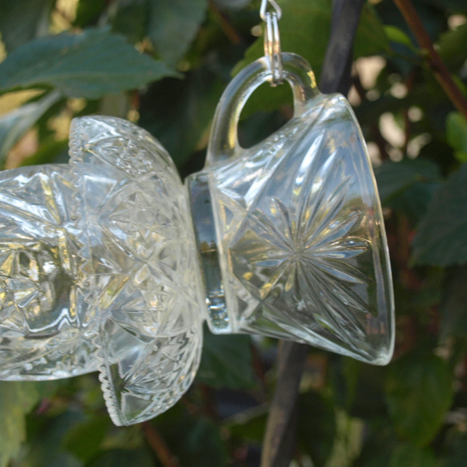 Vintage Glass Hummingbird Feeder Cruet Punch Cup Hanging