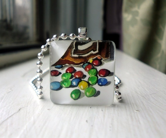 M&Ms Pendant Candy Necklace M and M Candy Art Tile by jojolarue