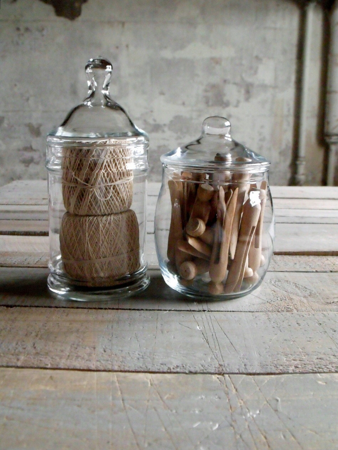 2 Vintage Apothecary Jars by therhubarbstudio on Etsy