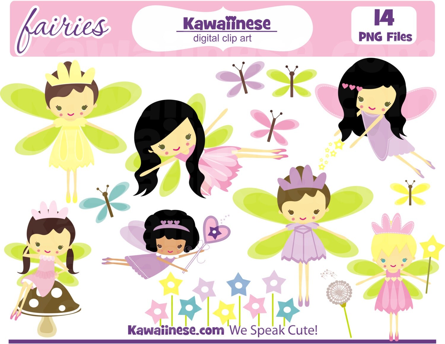 Items similar to Fairy clipart cute Fairies Digital Clip Art on Etsy