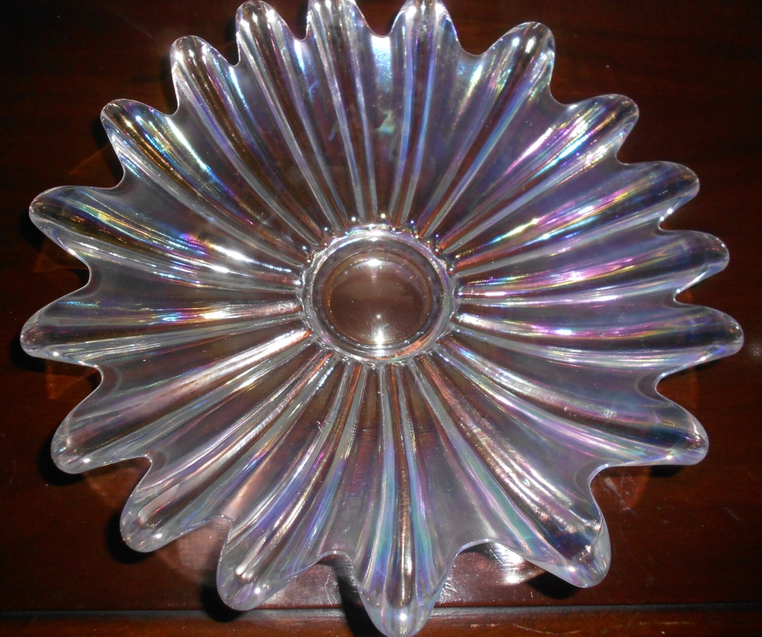 Vintage Federal Glass Bowl Celestial Iridescent Pattern