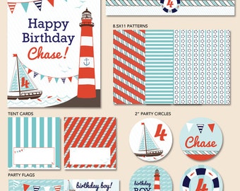 CUSTOM Nautical Birthday - PRINTABLE Party Collection - Teal - HWTM