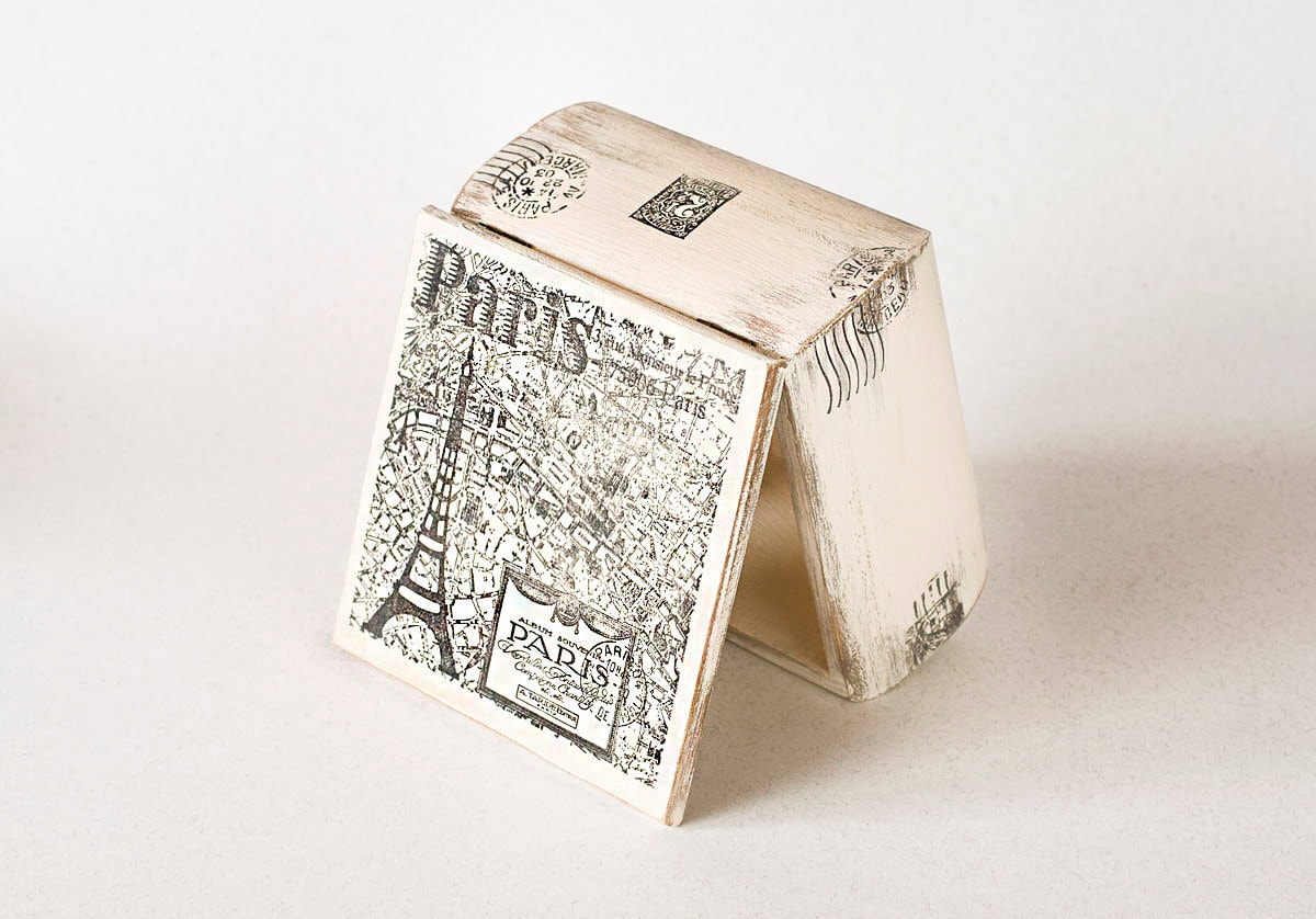 Paris Wooden Box Treasury Box Jewelry box Paris Memory box
