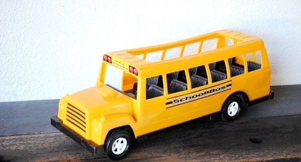 Vintage Yellow School Bus Big Toy Plastic Display Collectible