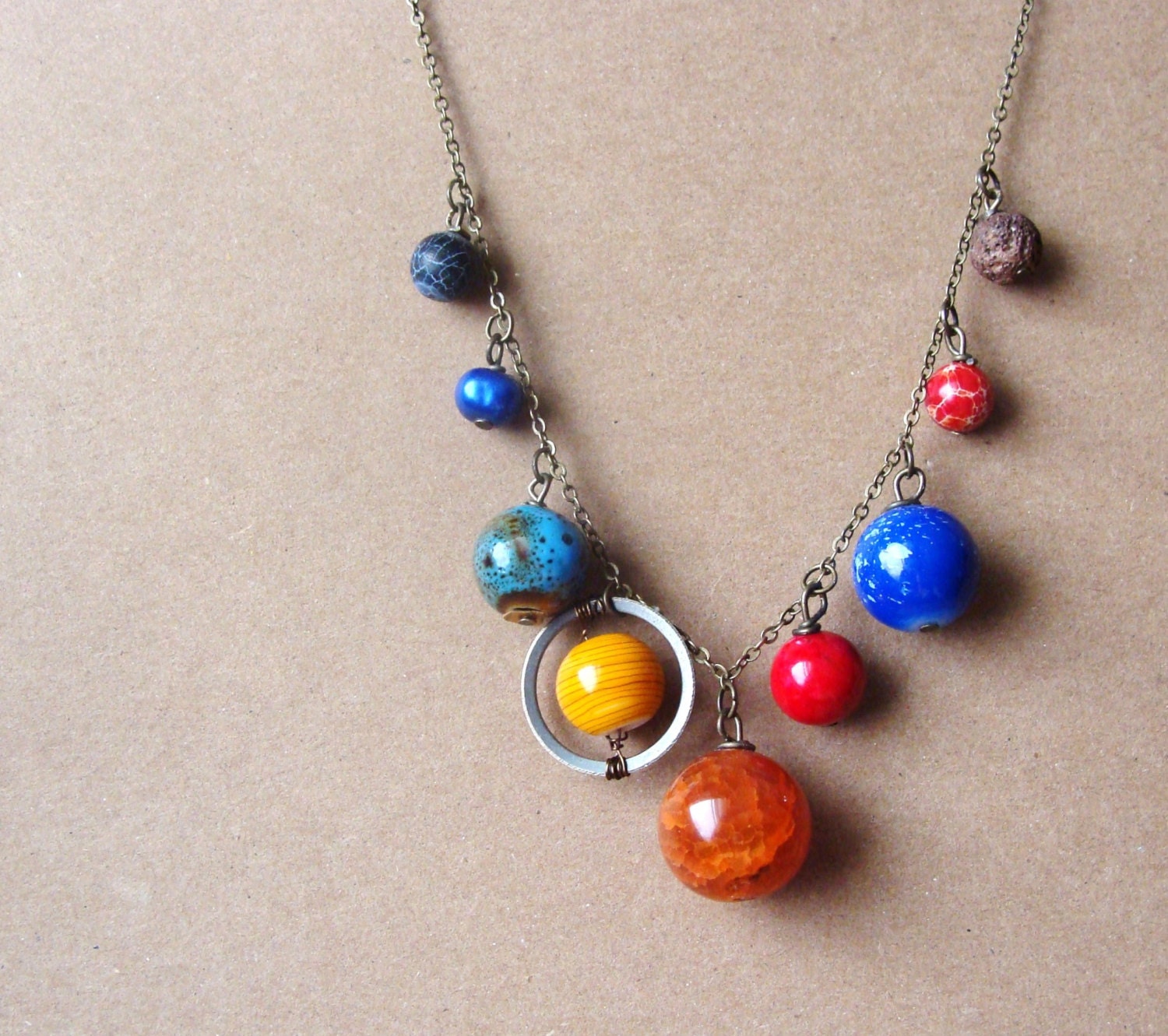 Planets Necklace Solar System the Nine Planets on Antique