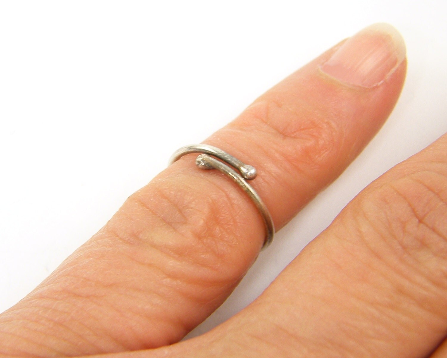 First Knuckle Ring Sterling Silver Oxidized Above Knuckle