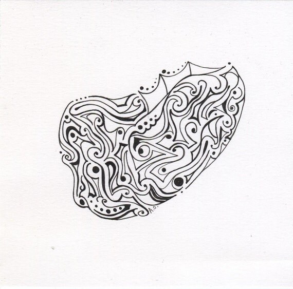Items similar to Pen and ink original drawing, organic shapes, abstract ...