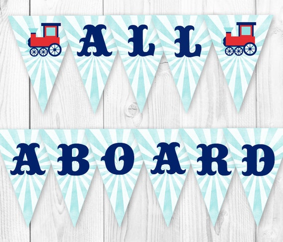 Items similar to Vintage Train Party Banner. All Aboard Train Party ...