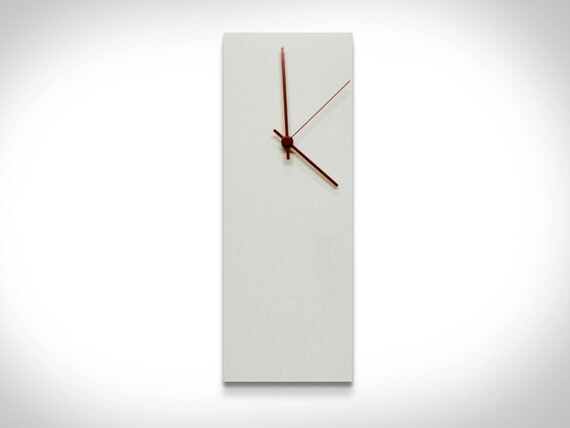 Modern Wall Clock 'Whiteout Red Clock' Midcentury by ModernCrowd