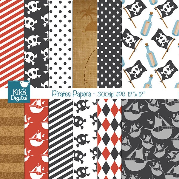Pirates Digital Papers Scrapbooking card design