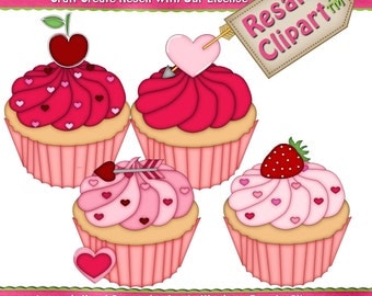 Valentine Cupcakes Clipart Graphics 2