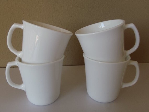 RESERVED Corning Ware Coffee Cups/ 8 White Mugs/ Vintage House