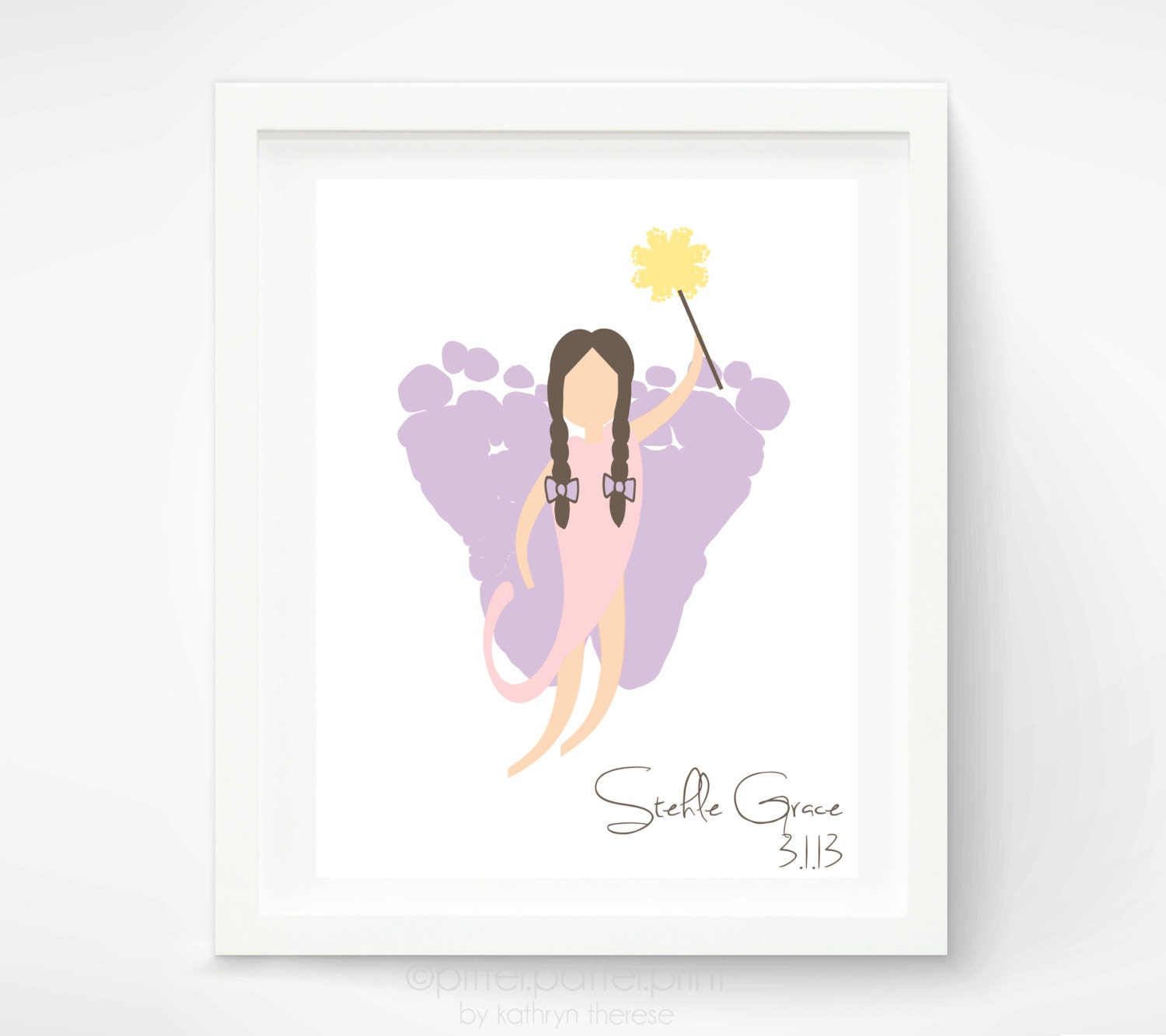Fairy Princess Baby Footprint Art Baby Girl by PitterPatterPrint