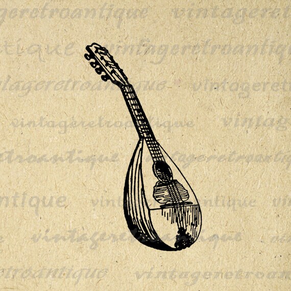 Items similar to Digital Image Mandolin Graphic Antique Music Printable ...