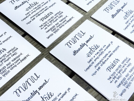 Items similar to Custom Handwritten Menu Calligraphy for Weddings ...