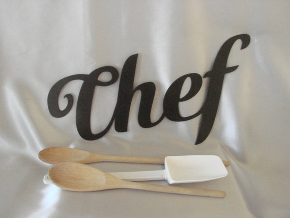 Chef Word Art 16 Gauge Metal Wall Hanging by Metalheadartdesign