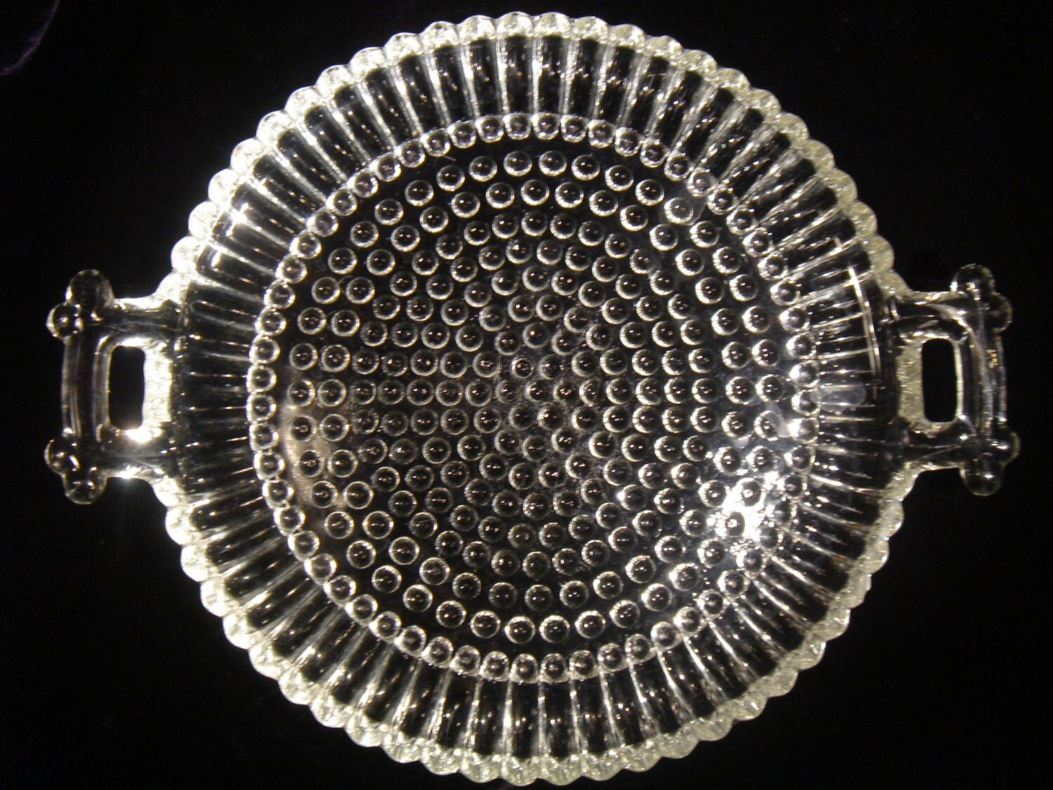 Hobnail Glass Plate with Handles, Clear, Vintage – Haute Juice