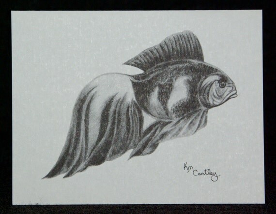 Items similar to Fish Charcoal Drawing Notecard - Card - Art Print on Etsy