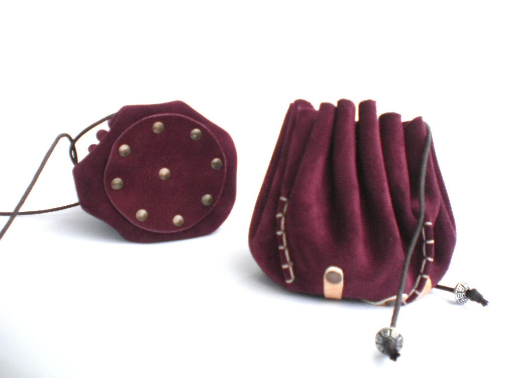 Drawstring leather pouch Coin Purse Jewelry bag by RadiLeather