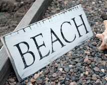 SALE Wooden Beach Sign 15x5 Rustic Home Decor with Distressed Look