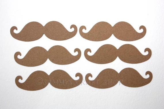 50 Brown Kraft Paper Mustache Die Cuts Mustache by SammysCraftShop
