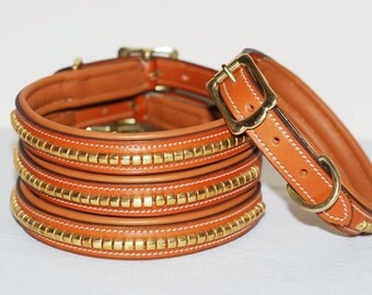 Strong leather dog collar made from high quality soft european leather ...