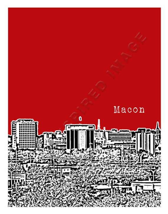 Macon Georgia Poster Art Print Skyline by AnInspiredImage on Etsy