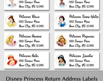 Disney Princess Custom Return Address Labels - Printable PDF