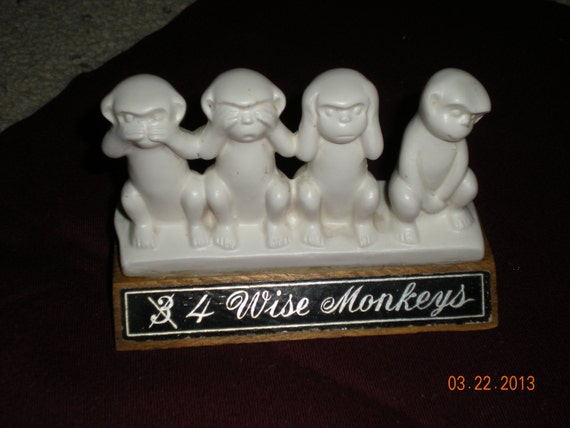 The Four Wise Monkeys Statue Rare Stamped U.G. Japan The Four Wise Monkeys Statue Rare Stamped U.G. Japan